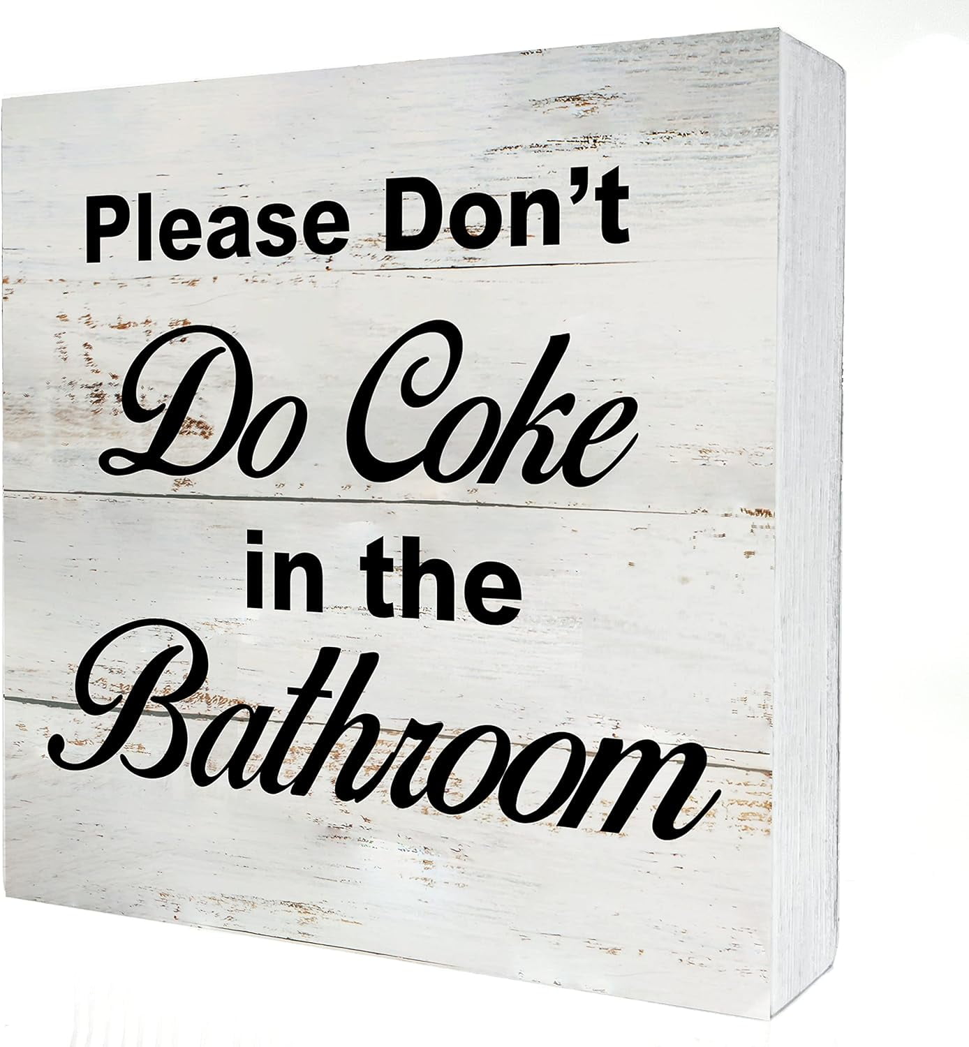 Zomyto 7x7 IN Funny Bathroom Wooden Box Sign Desk Decor Rustic Humor ...