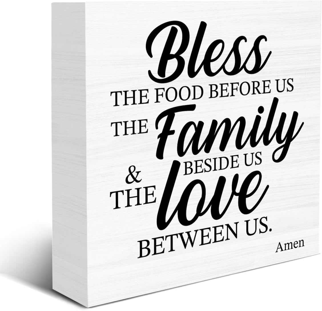 Zomyto 7x7 IN Inspirational Family Quote Wooden Box Sign Bless the Food ...