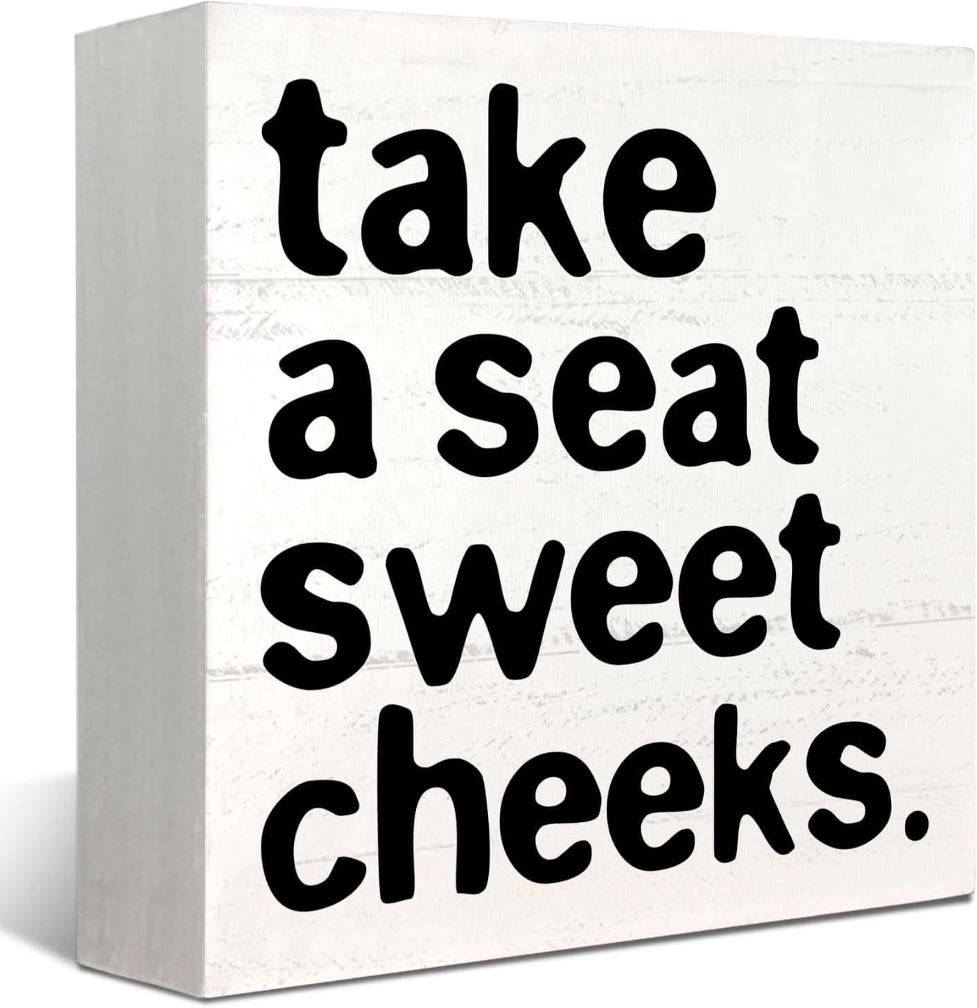 Zomyto 7x7 IN Take a Seat Sweet Cheeks Funny Bathroom Decor Wooden Box ...