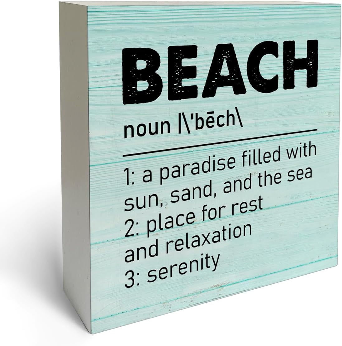 Zomyto 7x7 In Beach Definition Wooden Box Sign Desk Decor Coastal Beach ...
