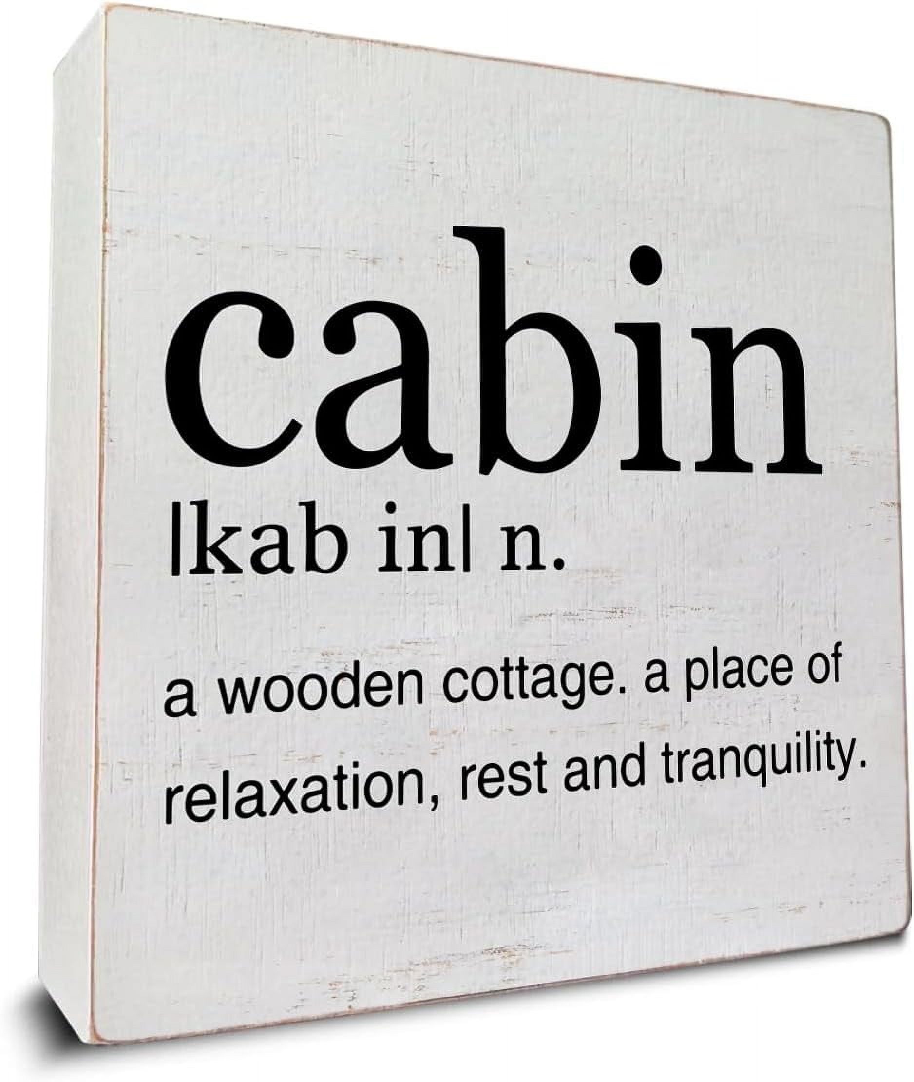Zomyto 7x7 In Cabin Definition Art Wooden Box Sign Rustic Farmhouse ...