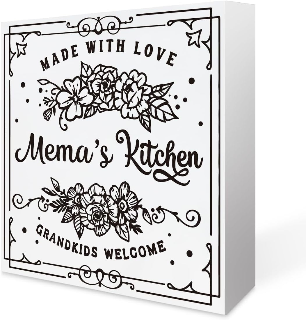 Zomyto 7x7 In Funny Mema's Kithcen Wooden Box Sign Decor Desk Sign ...
