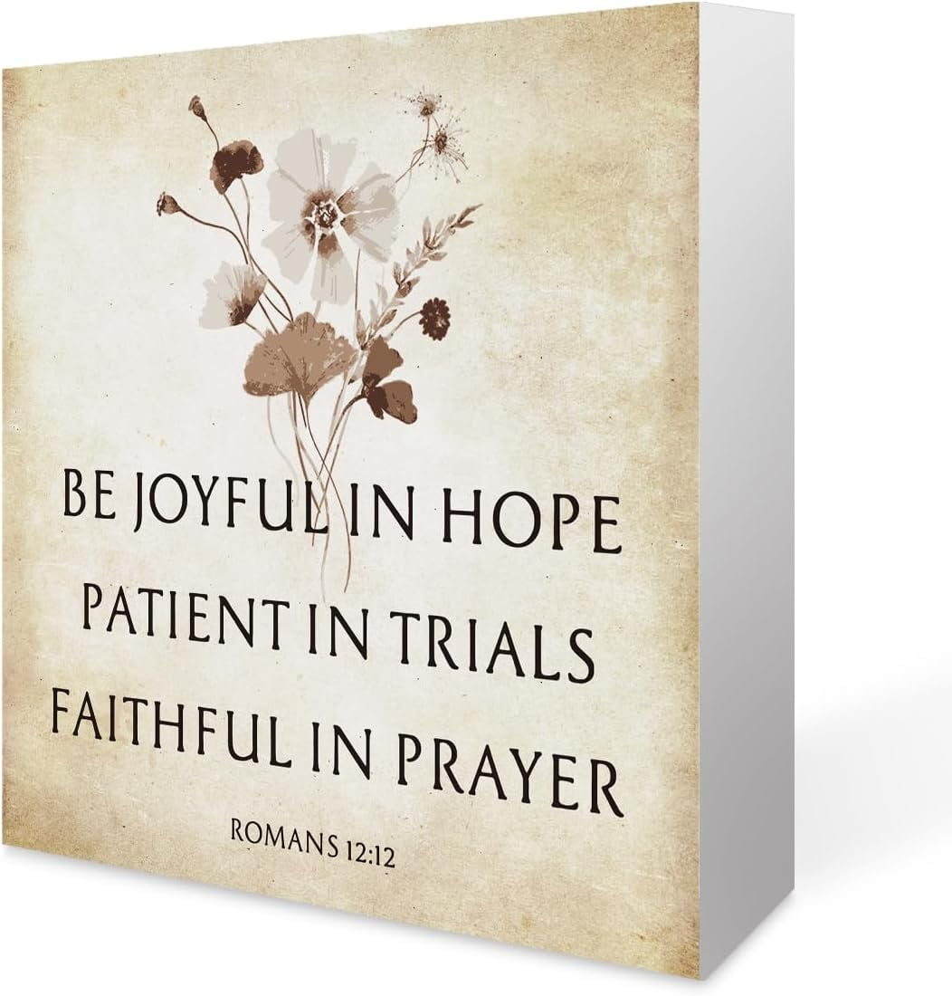 Zomyto 7x7 In Inspirational Bible Verse Be Joyful in Hope Wooden Box ...