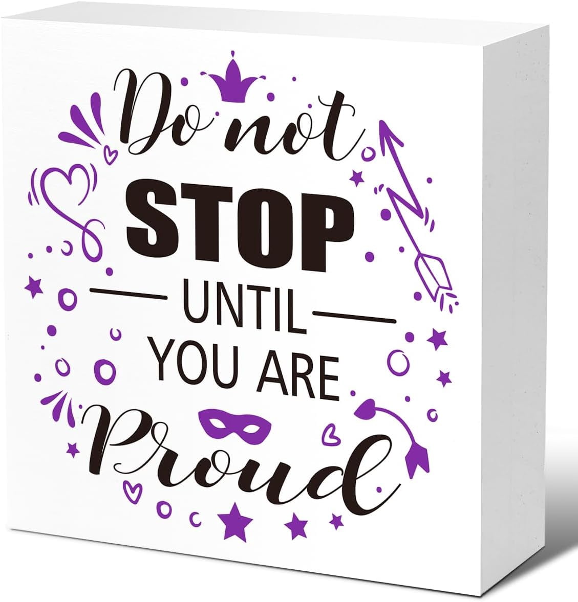 Zomyto 7x7 In Inspirational Wooden Box Sign,Do Not Stop Until You Are ...