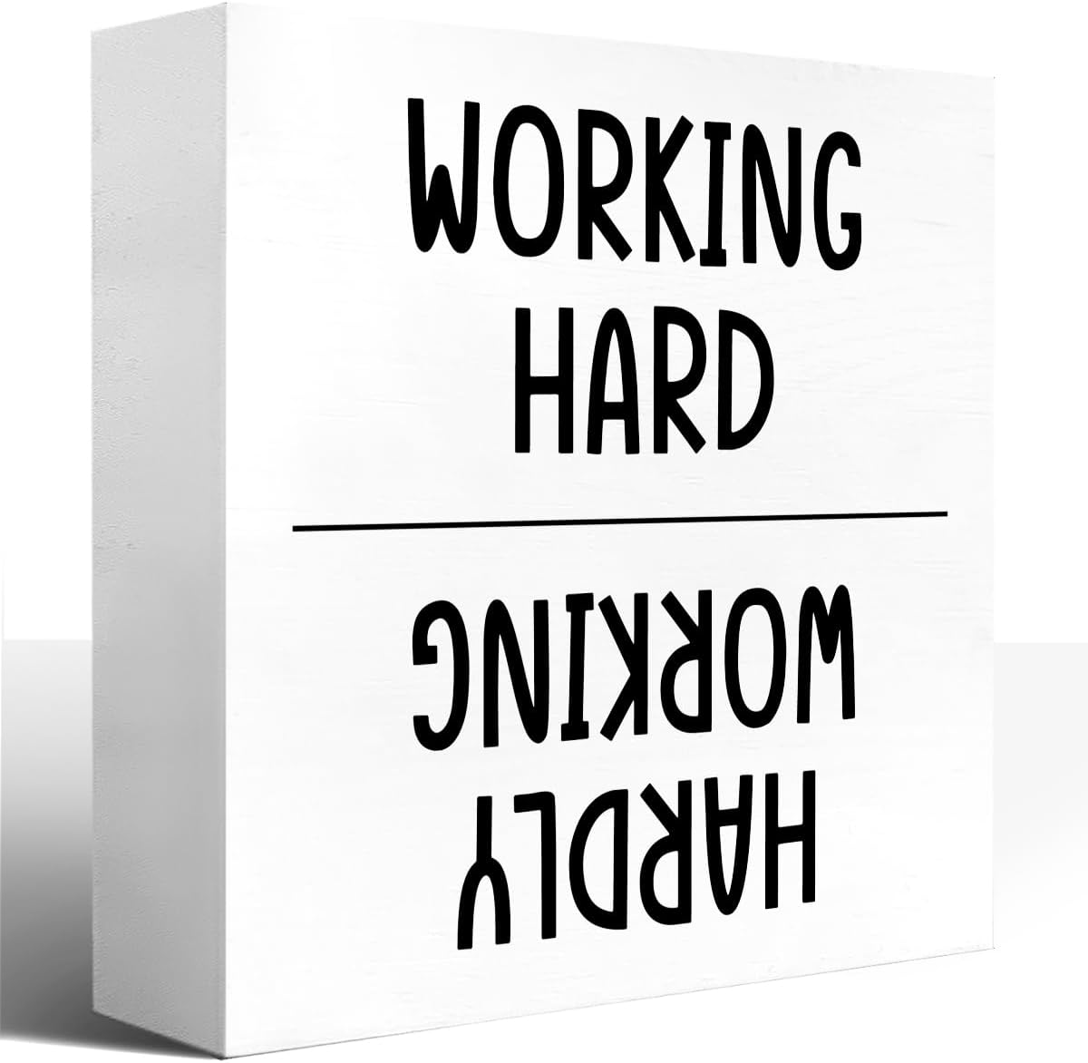 Zomyto 7x7 In Inspirational Wooden Box Sign,Working Hard Hardly Working ...