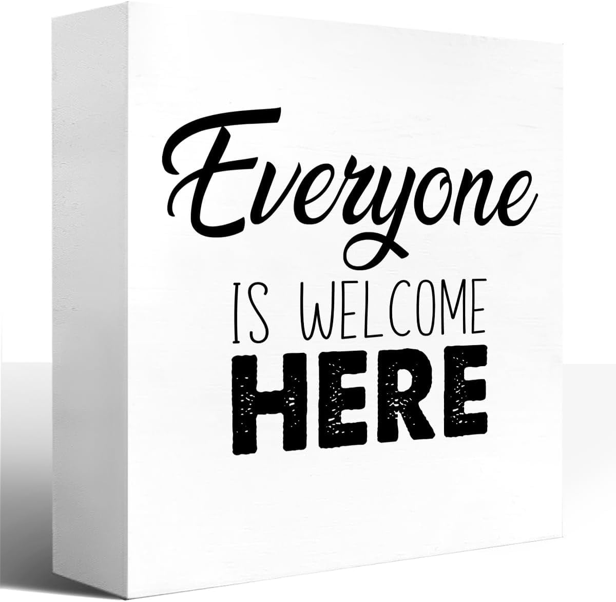 Zomyto 7x7 In Office Welcome Wooden Box Sign,Everyone Is Welcome Here ...