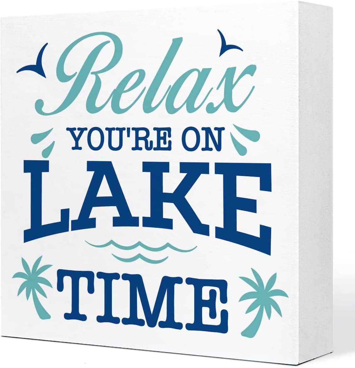 Zomyto 7x7 In Relax You're on Lake Time Rustic Lake Wooden Box Sign ...