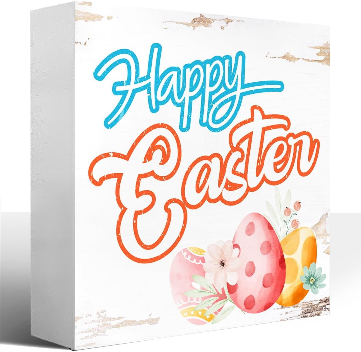 Zomyto 7x7 In Rustic Farmhouse Easter Wooden Block Plaque Shelf Table ...