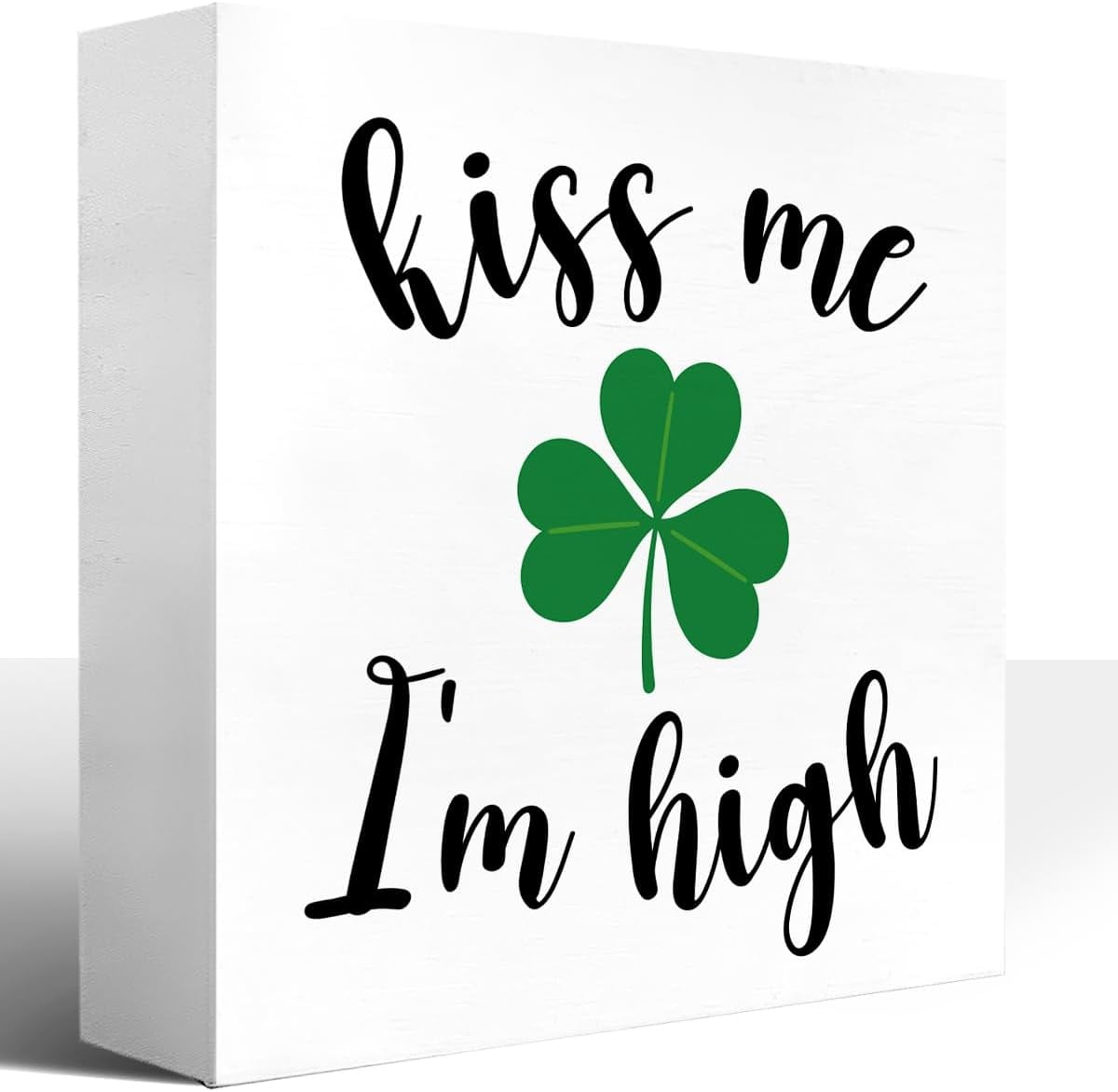 Zomyto 7x7 In St Patricks Day Shamrock Wooden Box Sign,Kiss Me I'm High ...