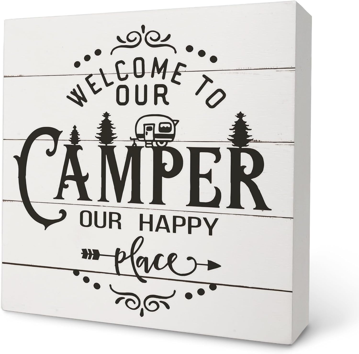 Zomyto 7x7 Inch Camper Welcome Box Sign - Camper Gifts, RV Wooden Desk ...