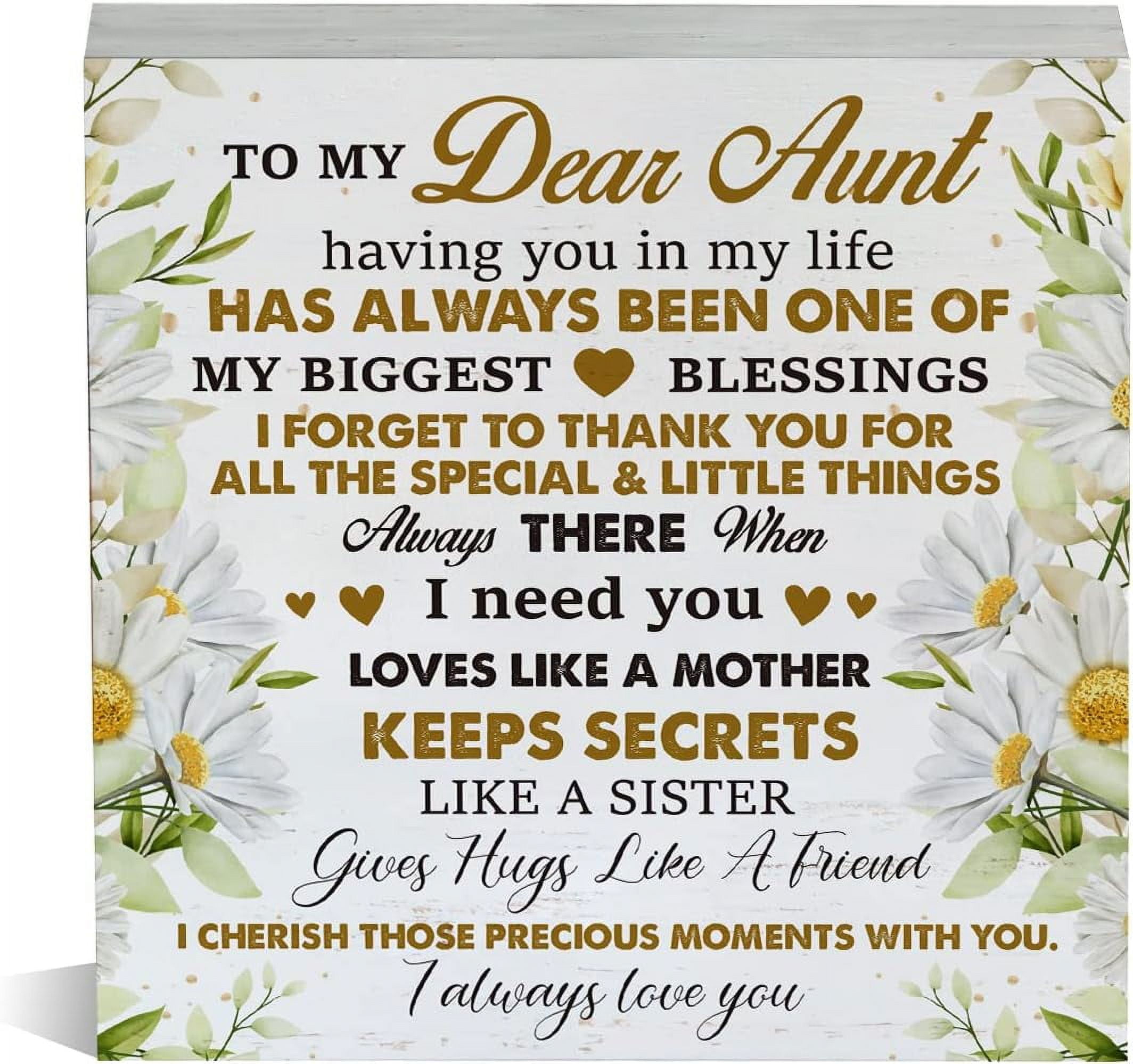 Zomyto 7x7 Inch Farmhouse Daisy Aunt Wooden Box Sign Rustic Style to My ...