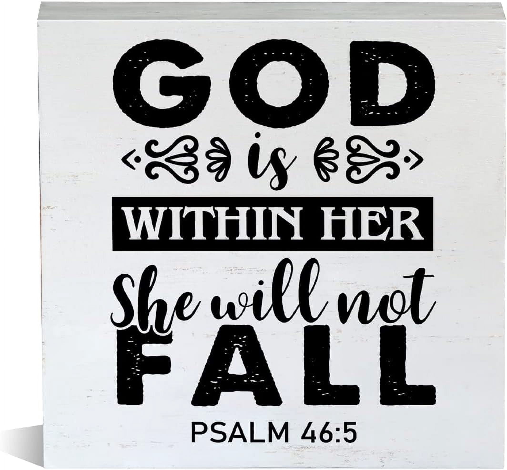 Zomyto 7x7 Inch Farmhouse God Is Within Her She Will Not Fall Wooden ...