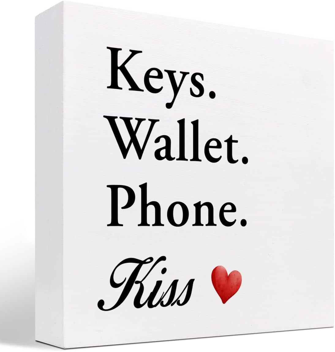 Zomyto 7x7 Inch Keys Wallet Phone Kiss Checklist Wooden Box Sign Decor ...