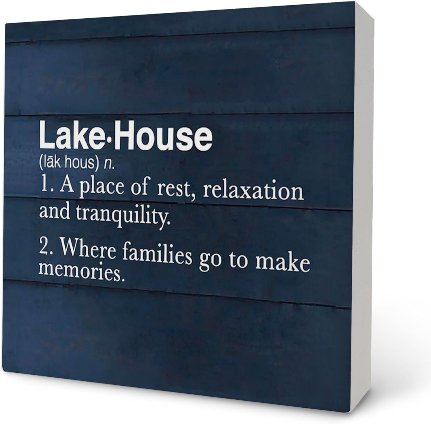 Zomyto 7x7 Inch Lake House Wooden Sign - Lake House Gifts, Navy Wooden ...