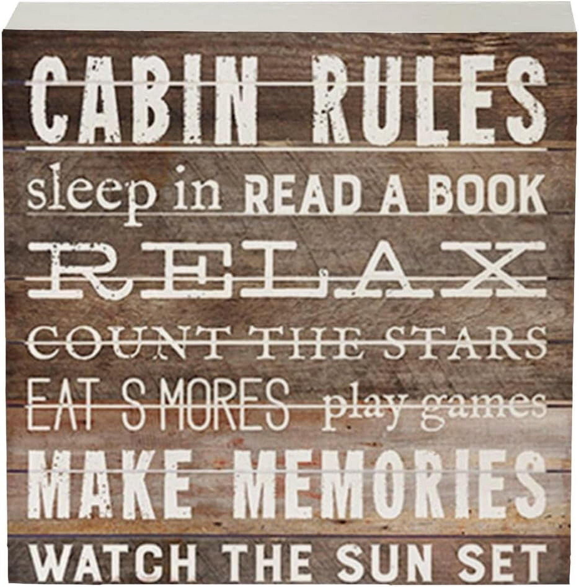 Zomyto 7x7 Inch Rustic Cabin Rules Wooden Box Sign Decor,Gifts for ...
