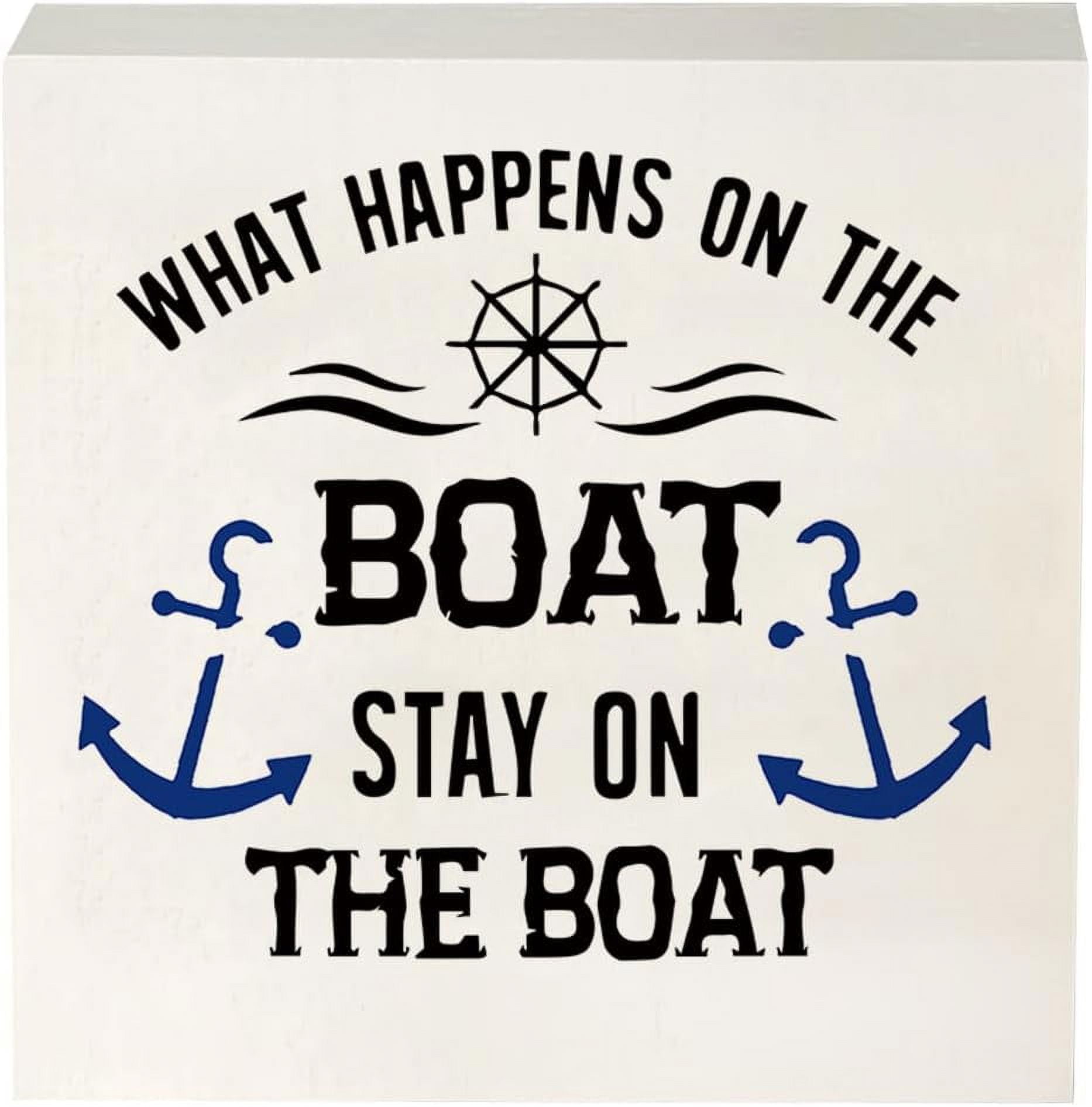 Zomyto 7x7 Inch What Happens on the Boat Stays on the Boat Wooden Box ...