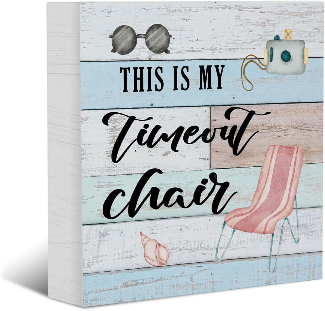Zomyto 7x7 Inches Beach Wood Box Sign, This is My Timeout Chair Wood ...