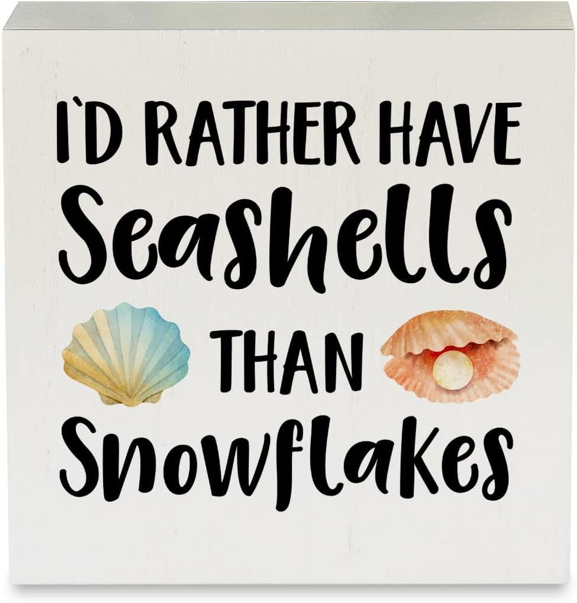 Zomyto 7x7 Inches Country Beach Seashells Wood Box Sign Rustic ...