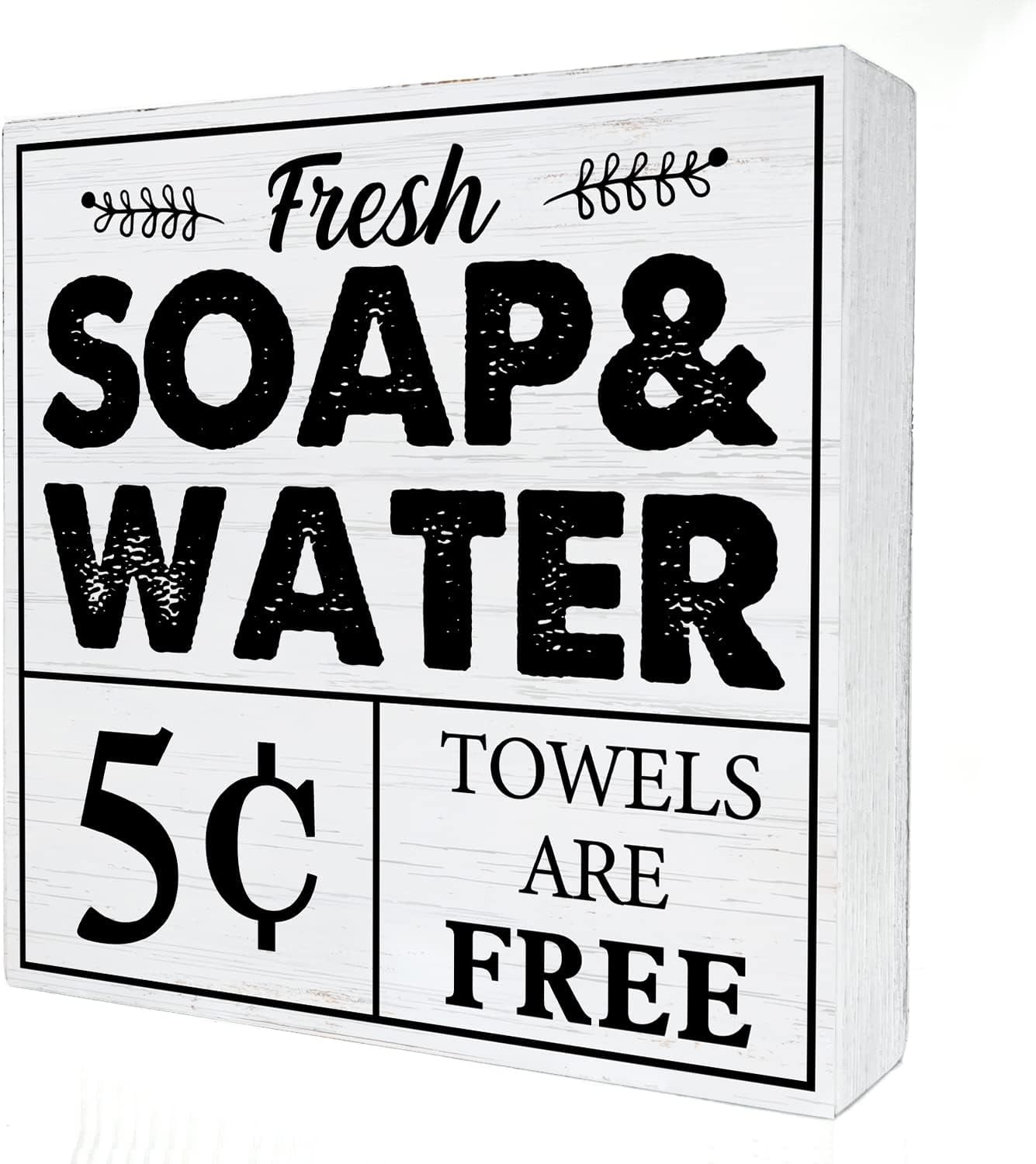 Zomyto 7x7 Inches Fresh Soap and Water Wood Box Sign Decor Rustic ...