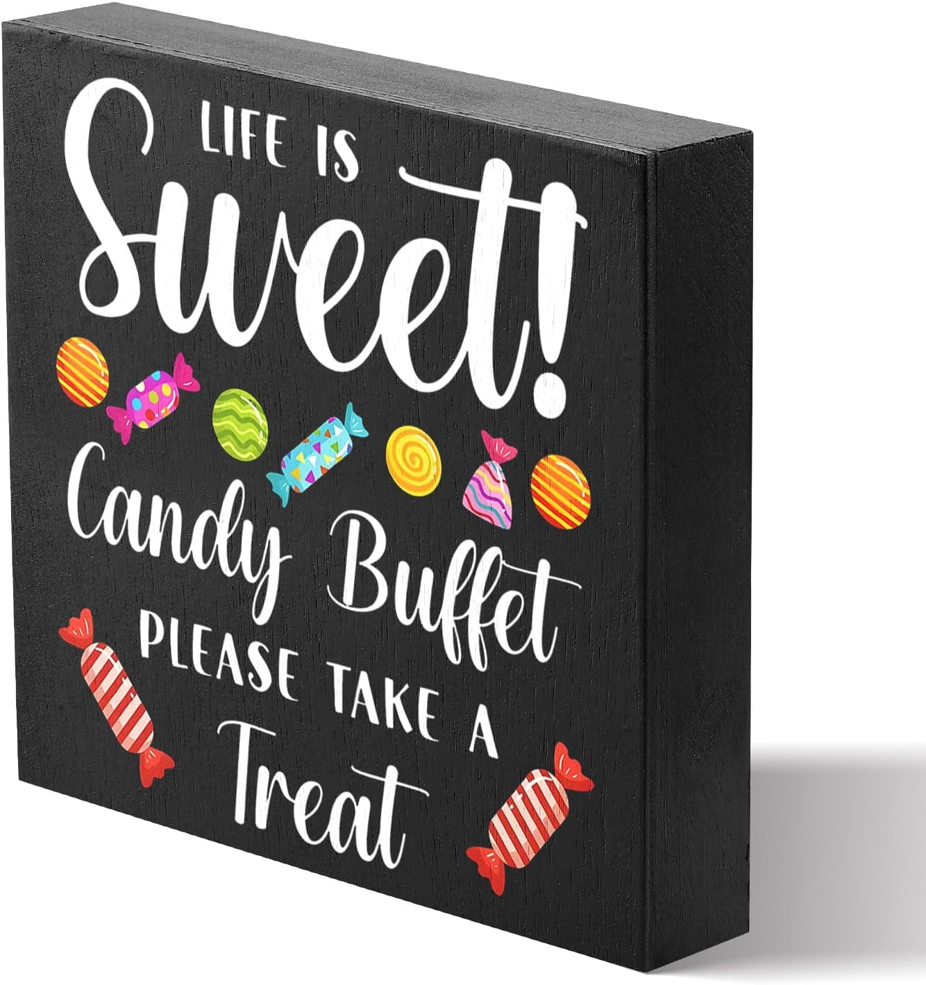 Zomyto 7x7 Inches Funny Candy Buffet Wooden Box Sign Plaque Life Is ...