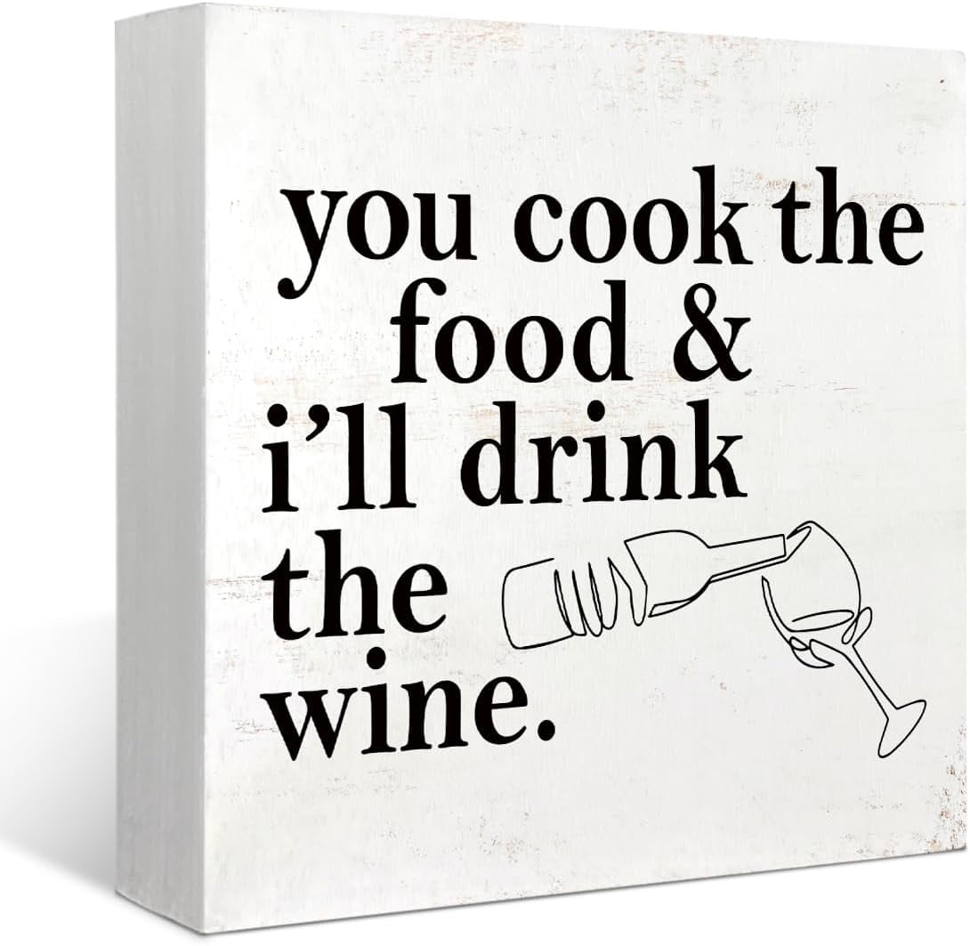 Zomyto 7x7 Inches Funny Kitchen Decor for Counter, Wooden Signs, You ...