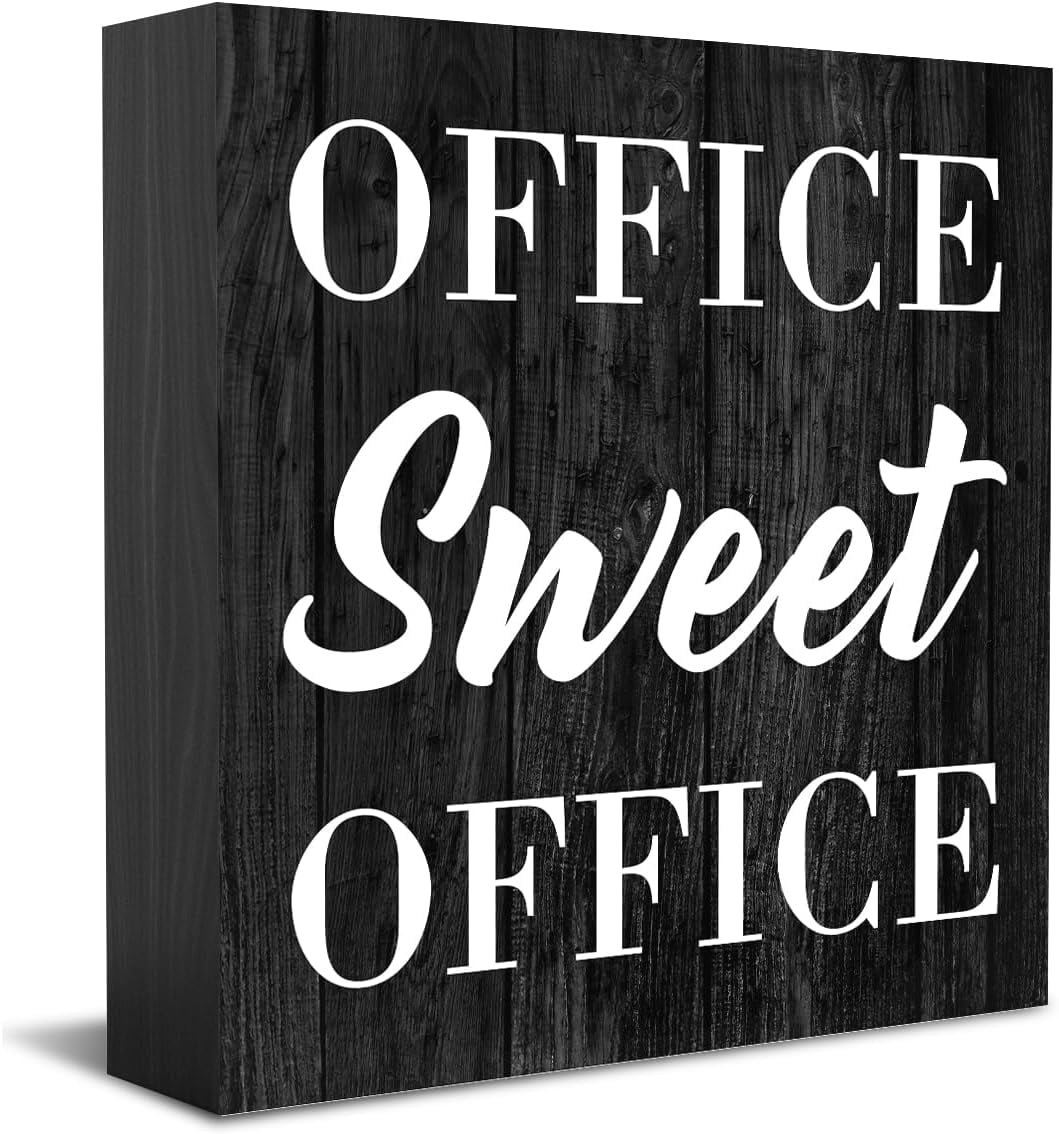 Zomyto 7x7 Inches Funny Office Sign Office Decor Desk Decor Wooden Box ...