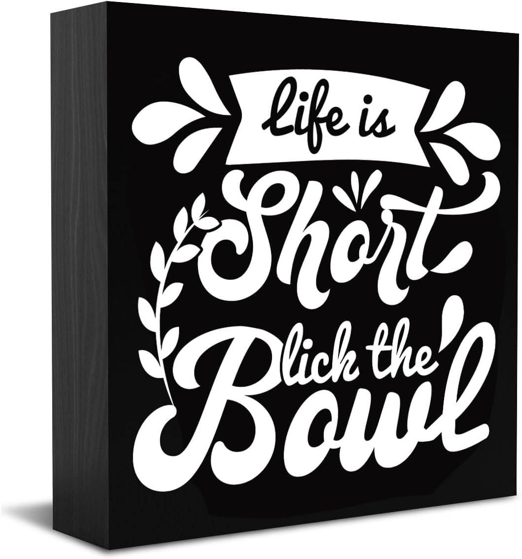 Zomyto 7x7 Inches Funny Wooden Box Sign Rustic Life is Short Lick the ...