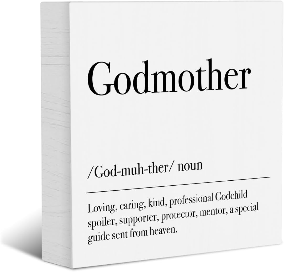 Zomyto 7x7 Inches Godmother Definition Decorative Wooden Box Sign ...