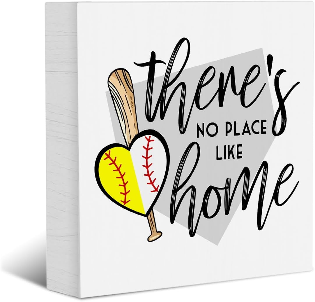 Zomyto 7x7 Inches Home Decor Wood Box Signs Rustic Baseball Decorations ...