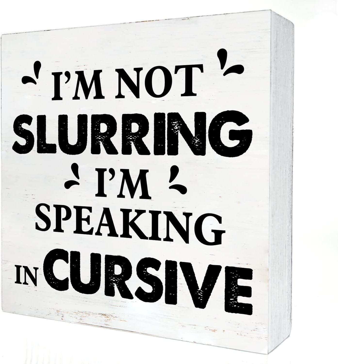 Zomyto 7x7 Inches Humorous Quote Wooden Box Sign with Saying Desk Decor ...