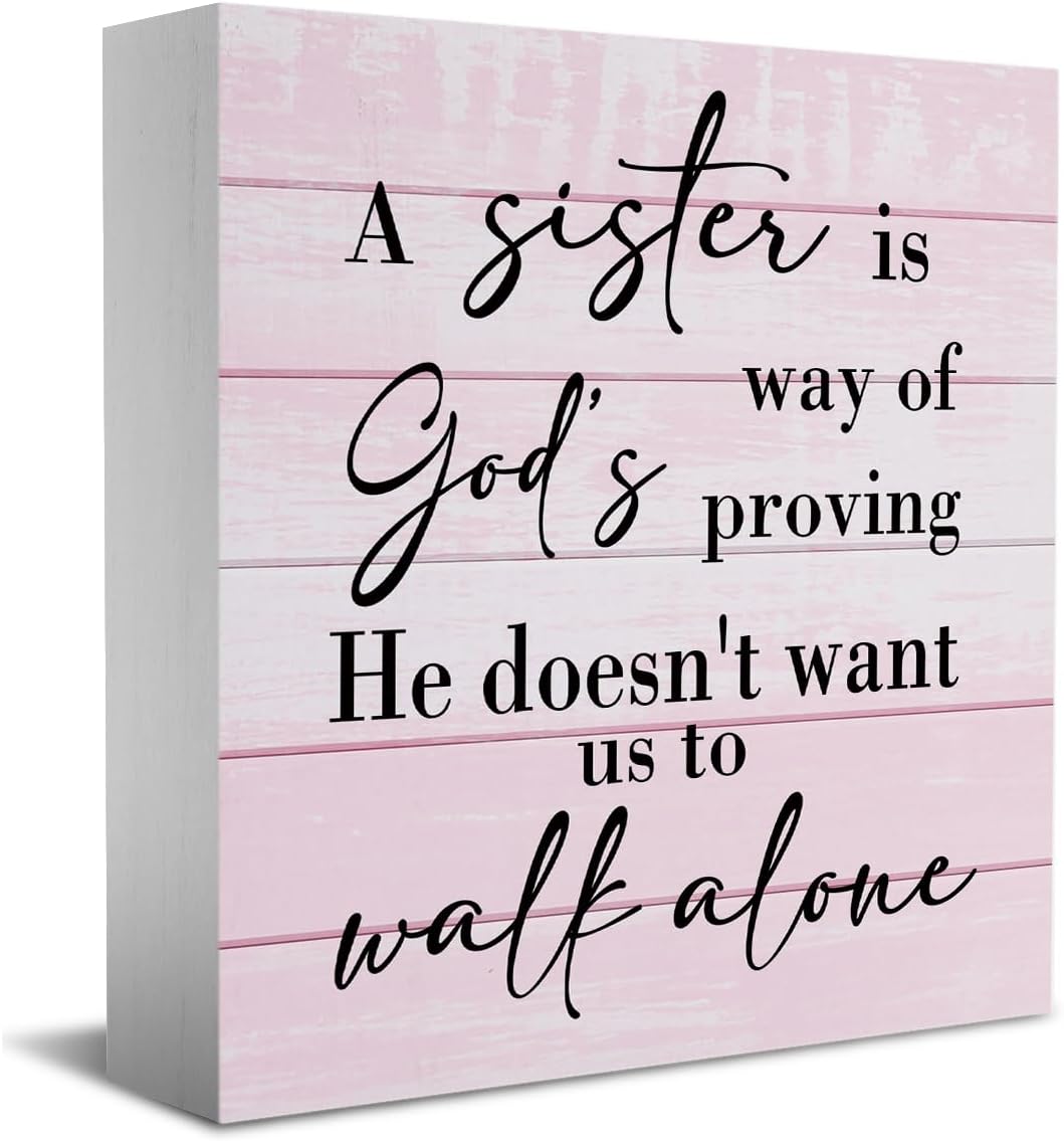 Zomyto 7x7 Inches Inspirational Sister Sign Sister Gifts Desk Decor ...