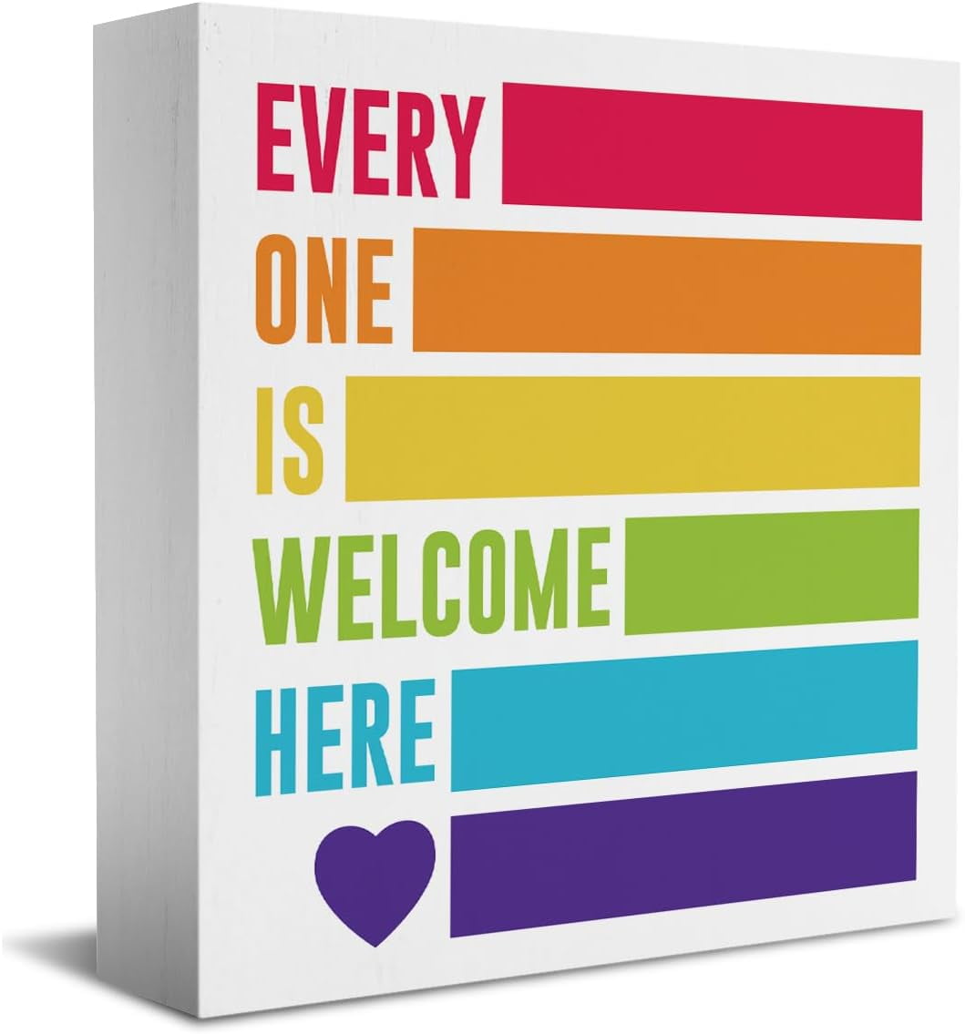 Zomyto 7x7 Inches Welcome Sign Desk Decor Wooden Box Sign Inspirational ...