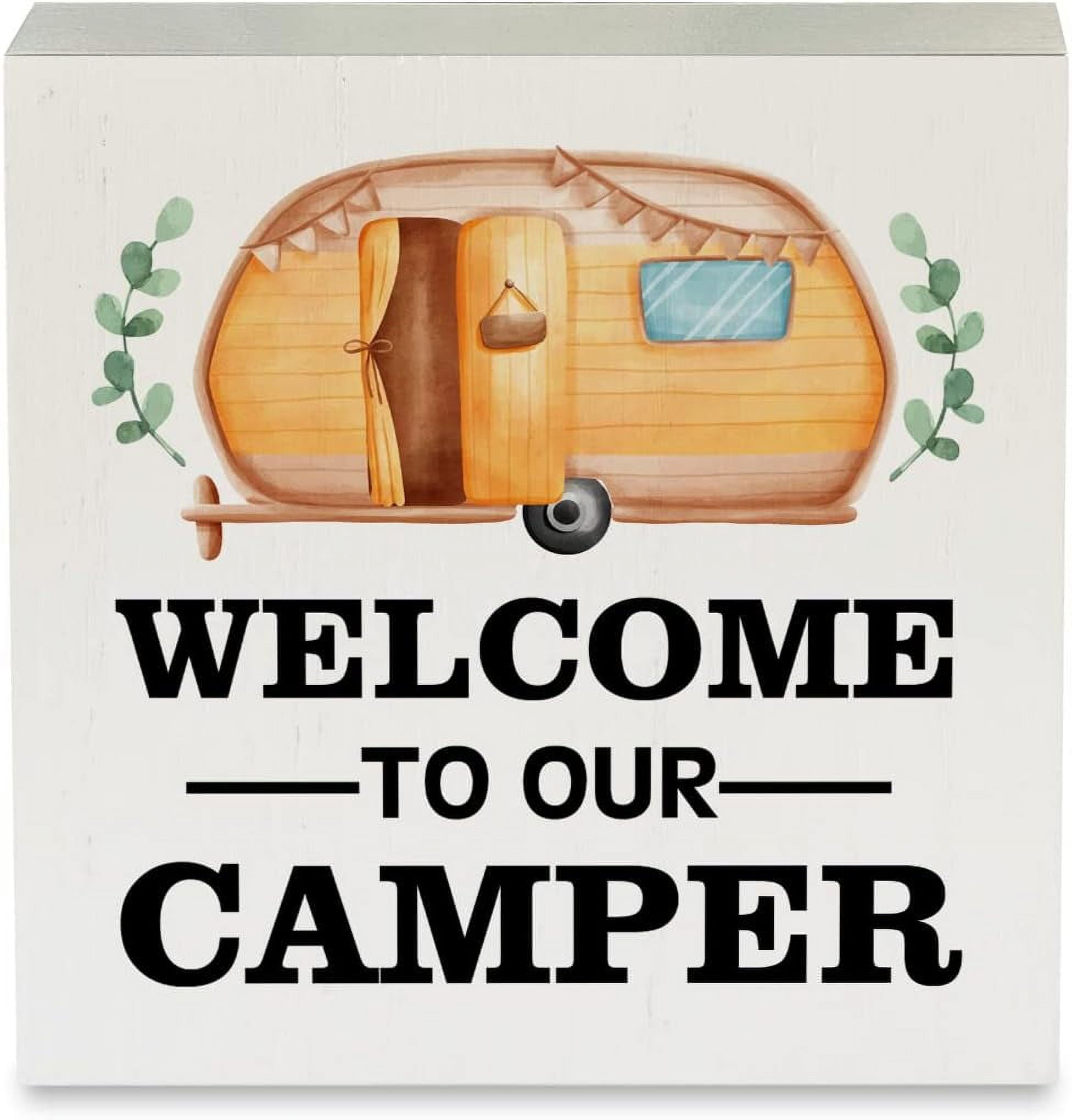 Zomyto 7x7 Inches Welcome to Our Camper Wood Box Sign Rustic Camping ...
