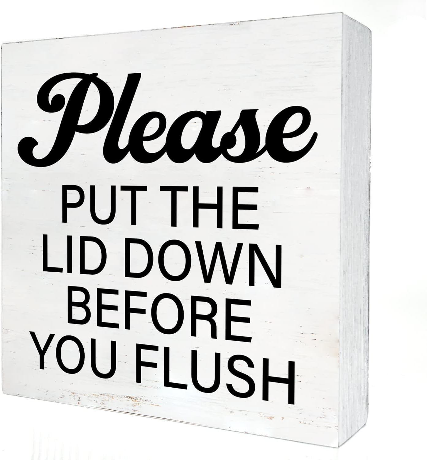 Zomyto 7x7 Inches Wooden Box Sign with Saying Desk Decor Please Put the ...