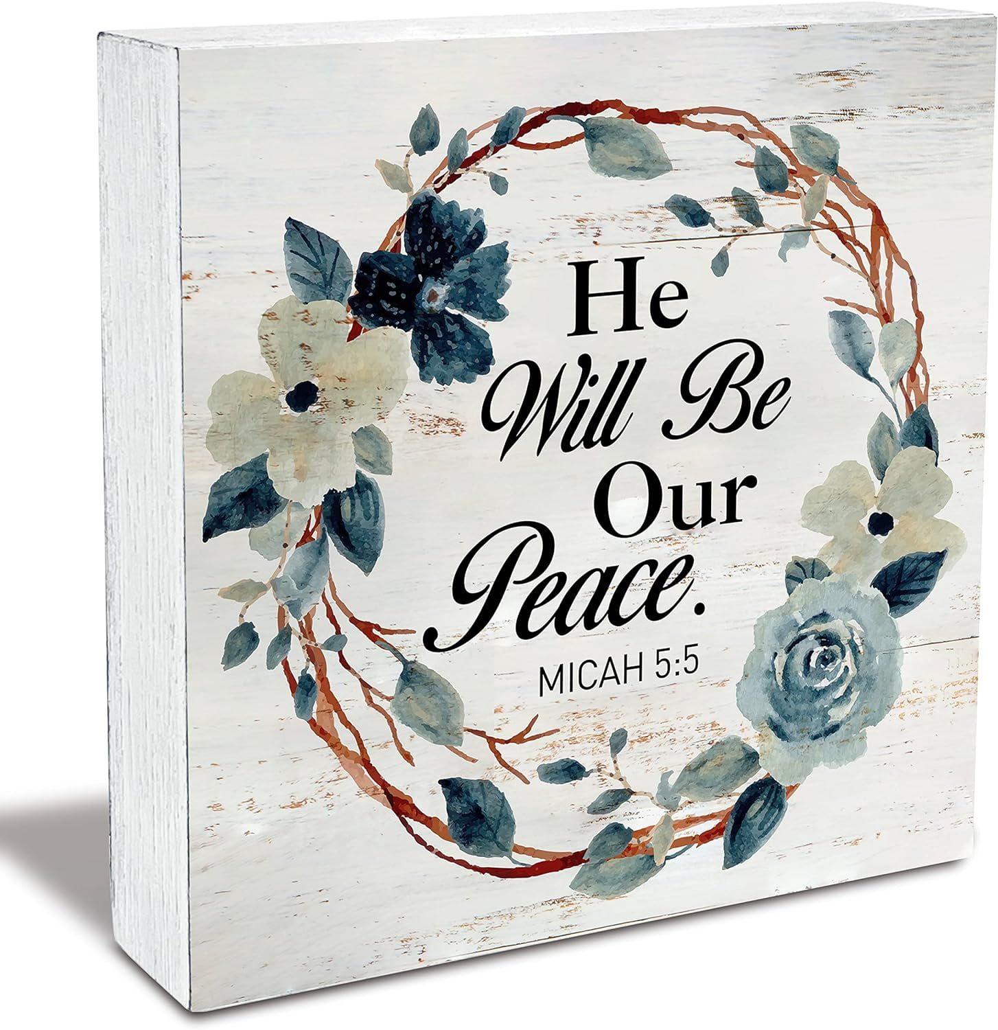 Zomyto 7x7 inches Bible Verse Micah 5:5 Wood Box Sign Rustic Scripture ...