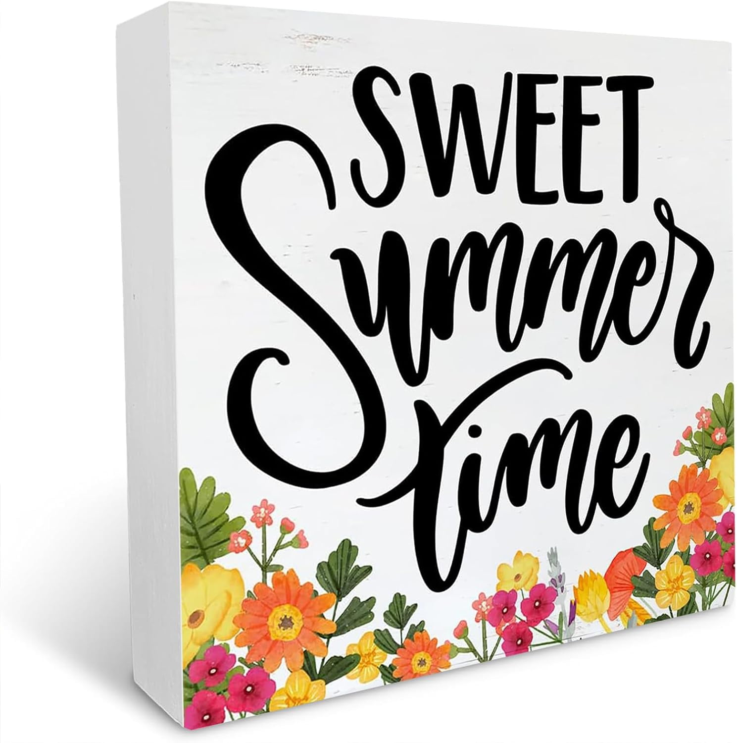 Zomyto 7x7 inches Farmhouse Sweet Summer Time Wooden Box Sign Summer ...
