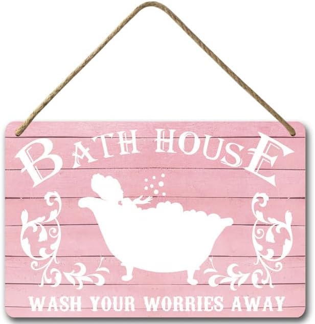 Zomyto 8x12 IN Bath House Wash Your Worries Away Funny Bathtub Sign ...