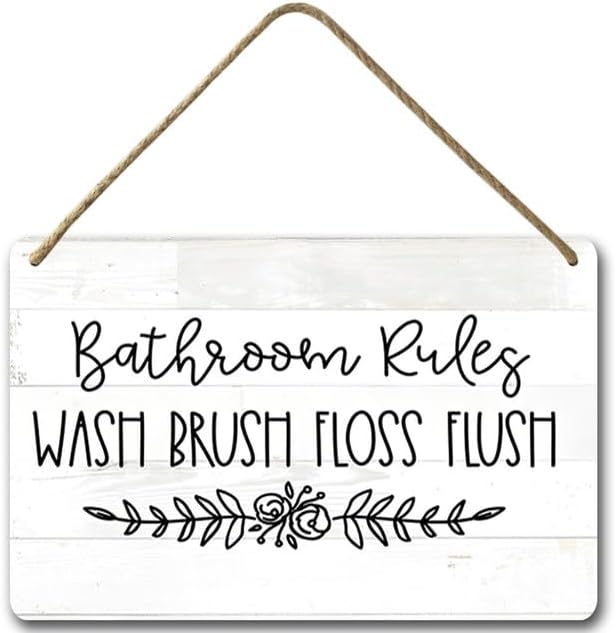 Zomyto 8x12IN Bathroom Sign Wood Sign Plaque Hanging Wall Art,Funny ...