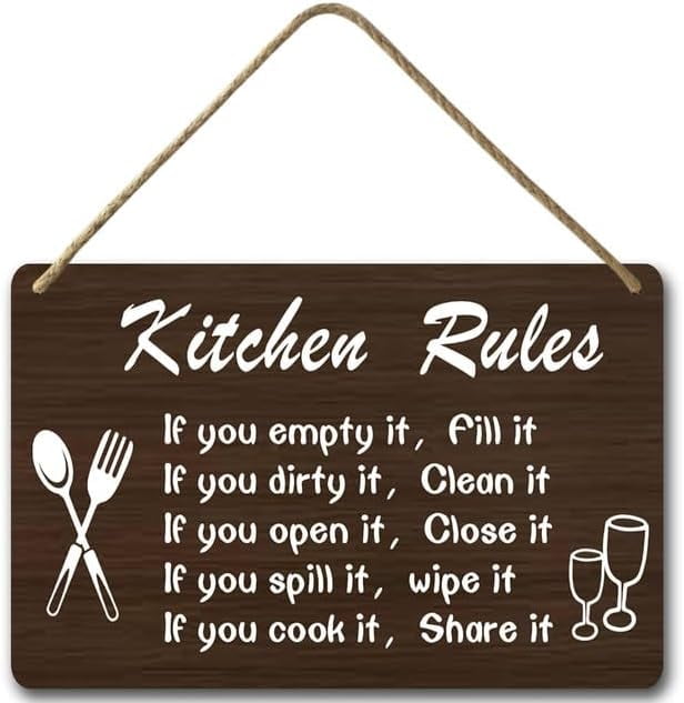 Zomyto 8x12IN Kitchen Rules Wall Decor,Hanging Wall Art, Decorative ...