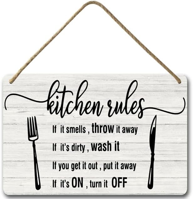Zomyto 8x12IN Kitchen Rules Wall Decor,Hanging Wall Art, Decorative ...