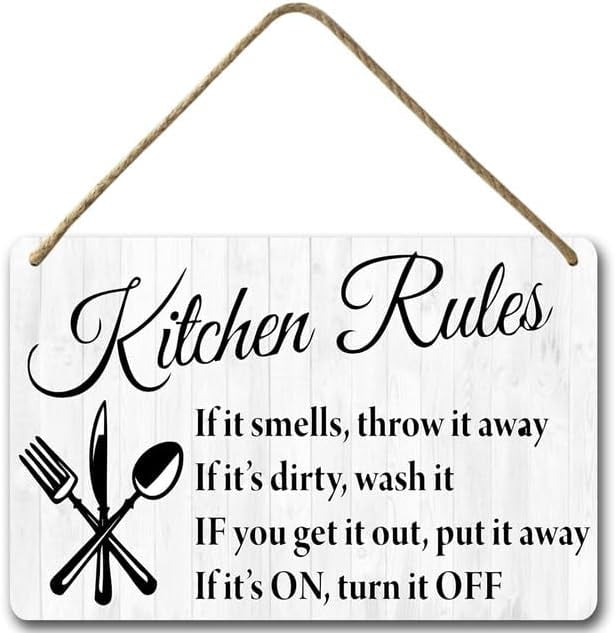 Zomyto 8x12IN Kitchen Rules Wall Decor,Hanging Wall Art, Decorative ...