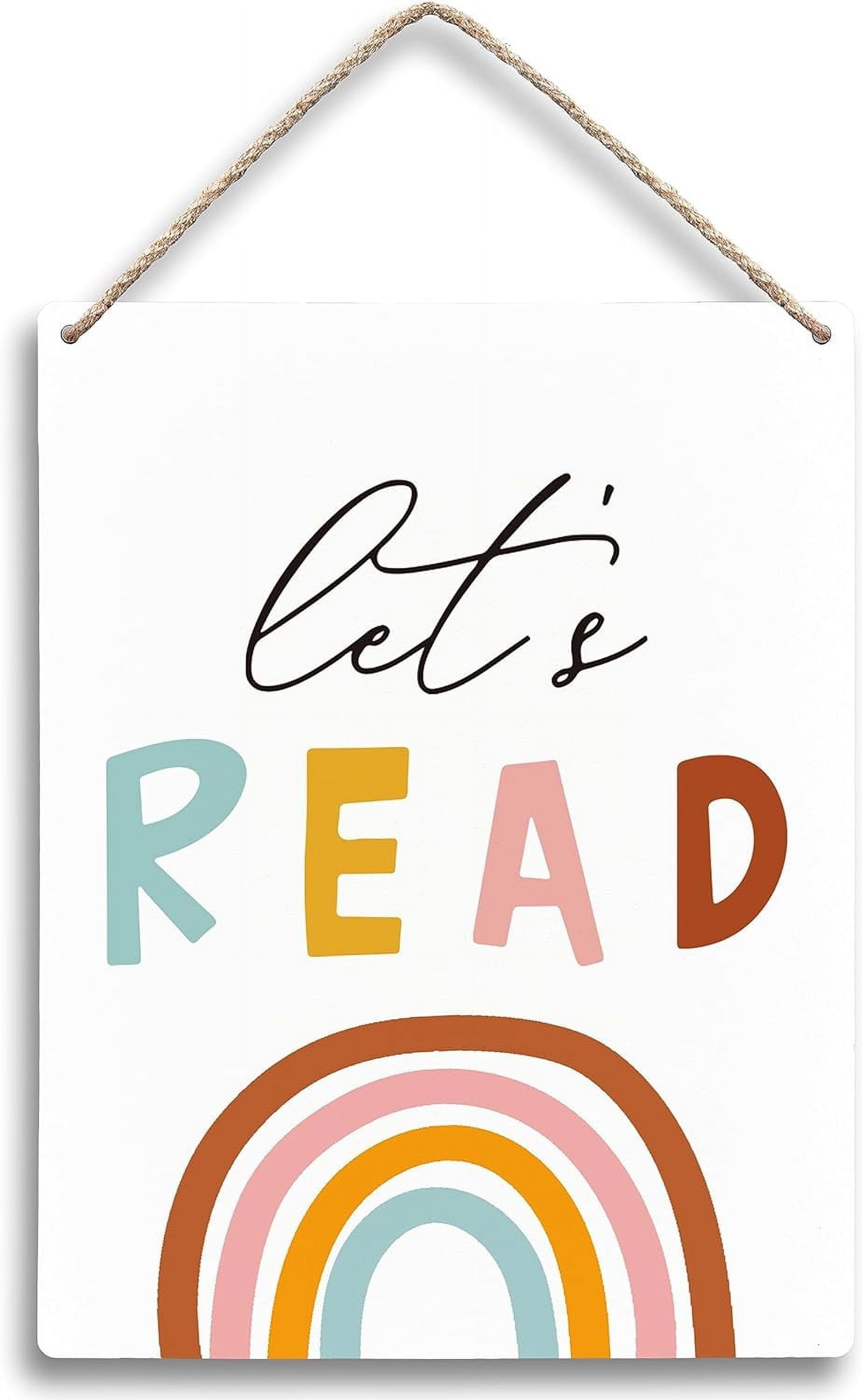 Zomyto Boho Let‘s Read Rainbow Wooden Signs 8x10, Boho Wall Hanging ...