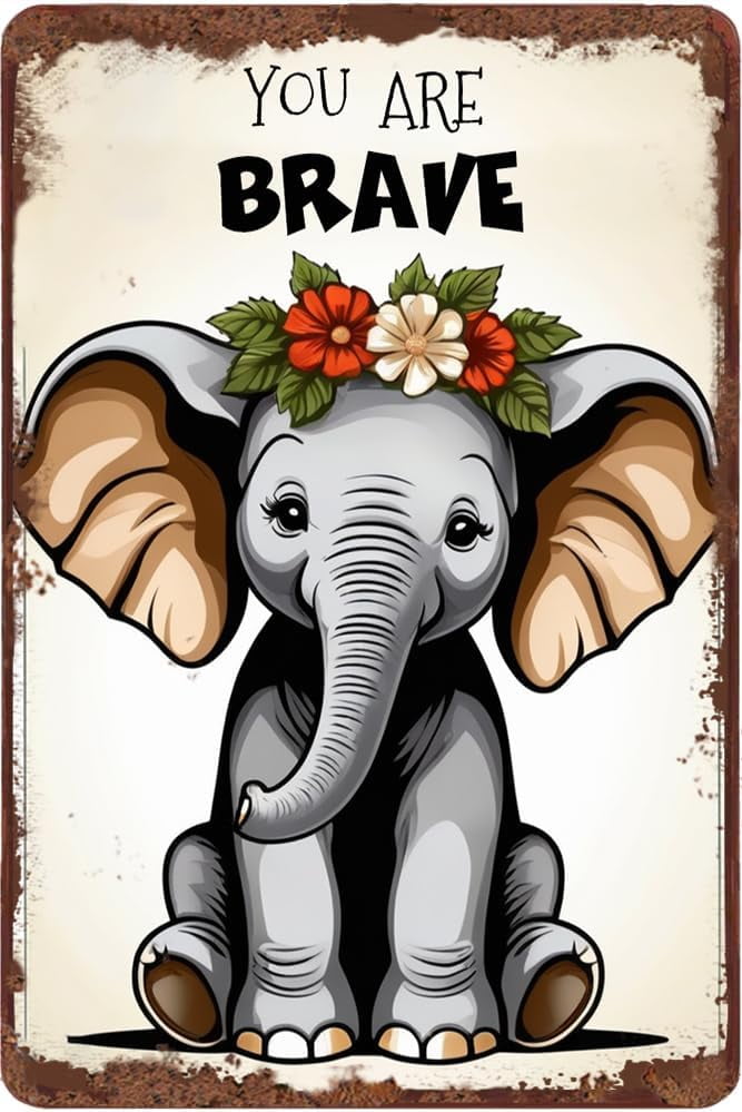 Zomyto Elephant with Inspiring Positive Quotes Creative Tin Sign 12x8 ...