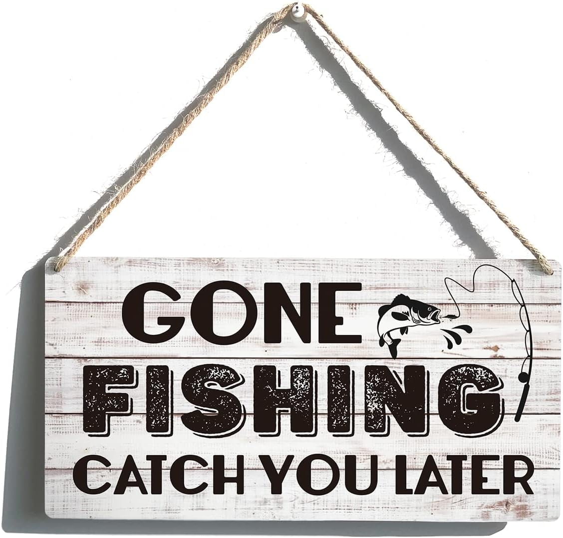 Zomyto Gone Fishing Catch You Later Sign Funny Farmhouse Wooden Hanging ...