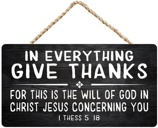 Zomyto In Everything Give Thanks Bible Scripture Rustic Wooden Hanging ...