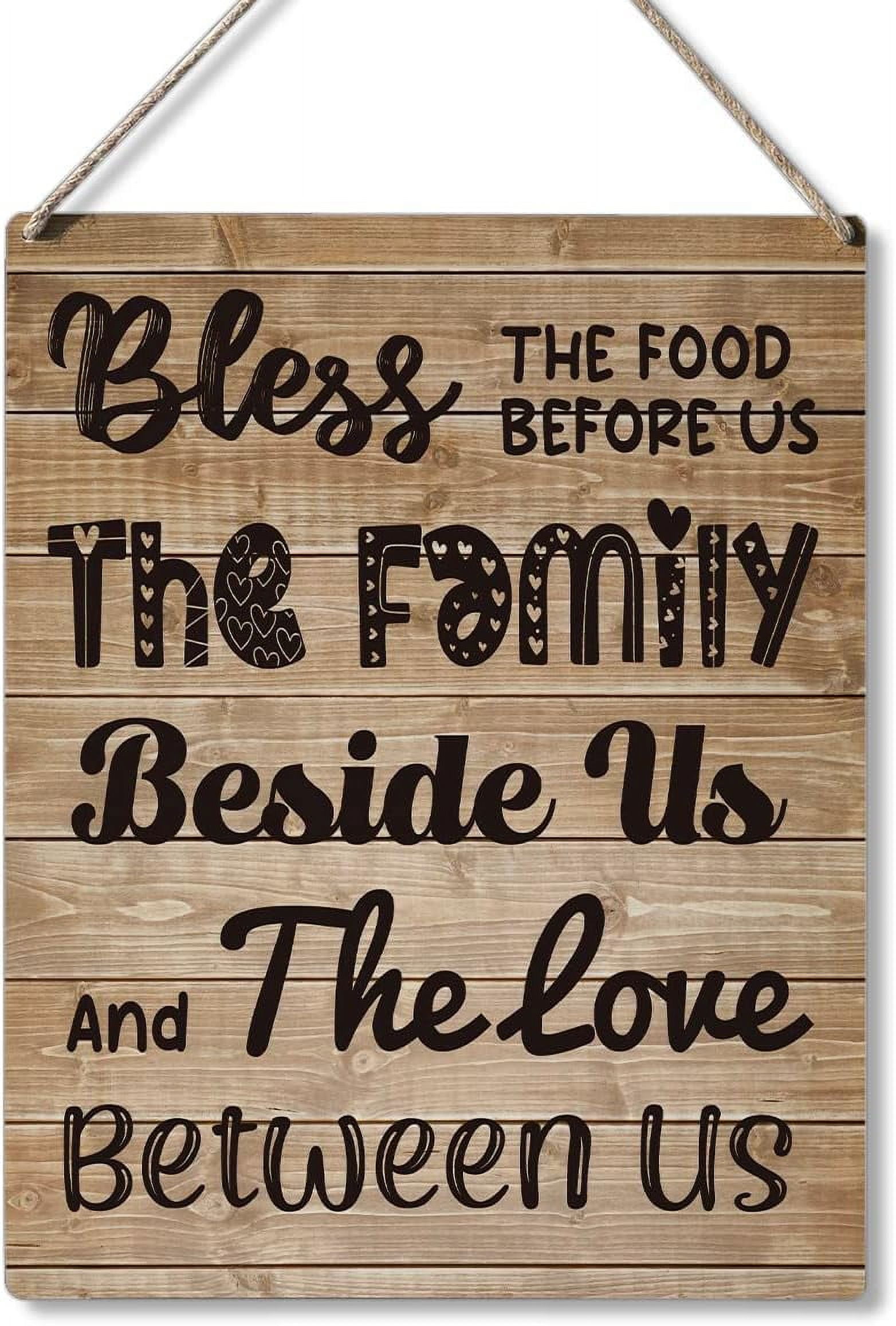 Zomyto Kitchen Sign Gift Farmhouse Bless the Food Before Us the Family ...