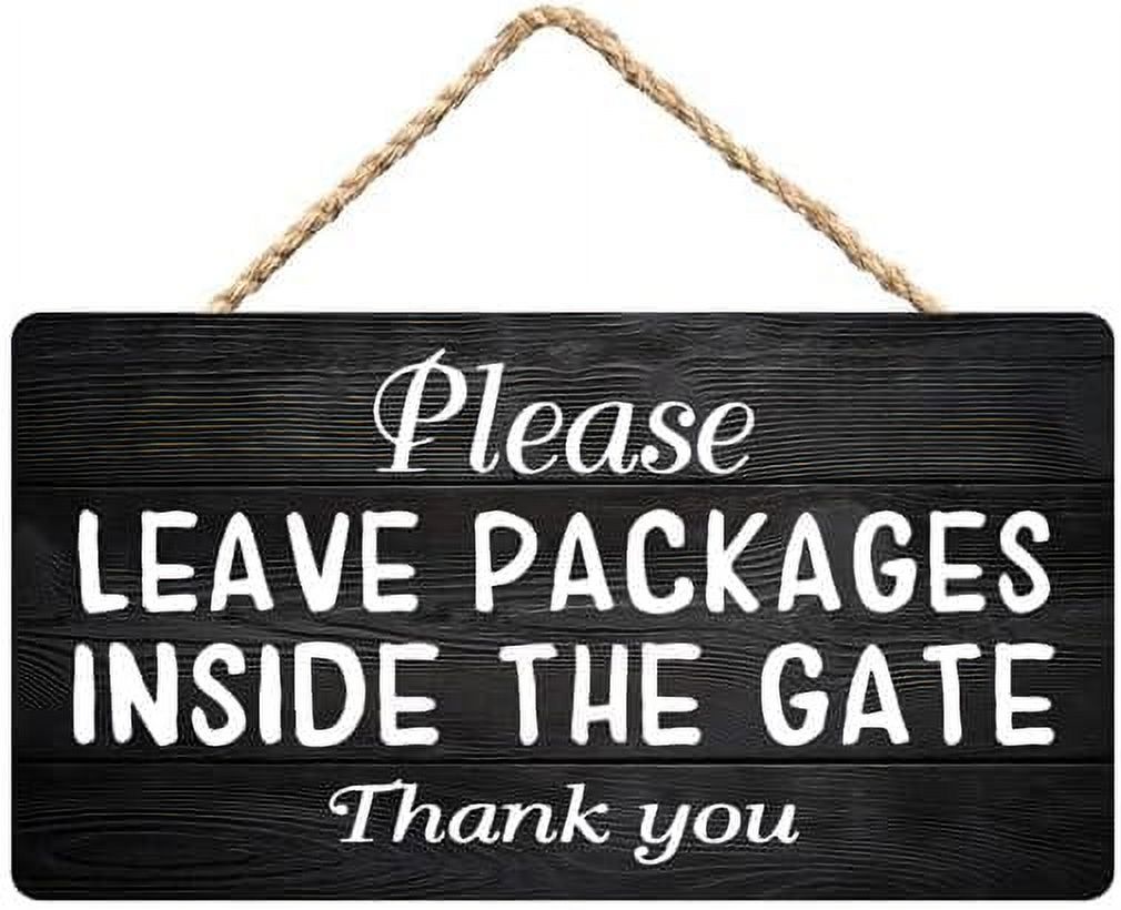 Zomyto Leave Packages Inside The Gate Sign,Rustic Wooden Hanging Sign ...