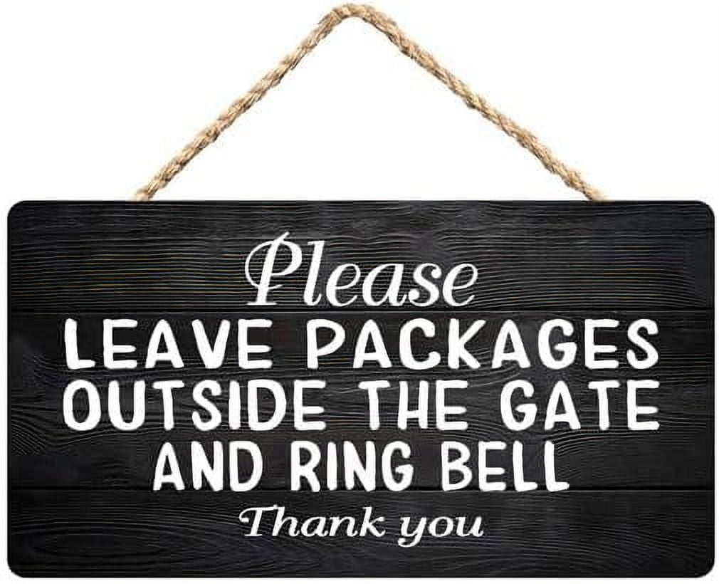 Zomyto Leave Packages Outside Gate Sign,Ring Bell Rustic Wooden Hanging ...