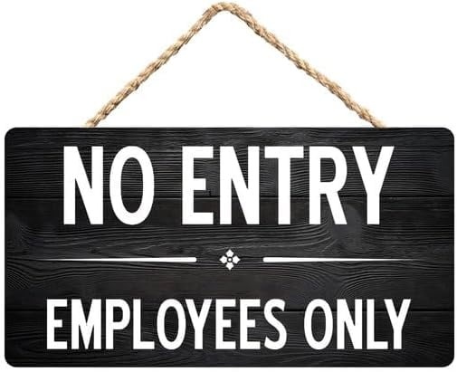 Zomyto No Entry Sign,Employees Only Rustic Wooden Hanging Sign 12X6 In ...
