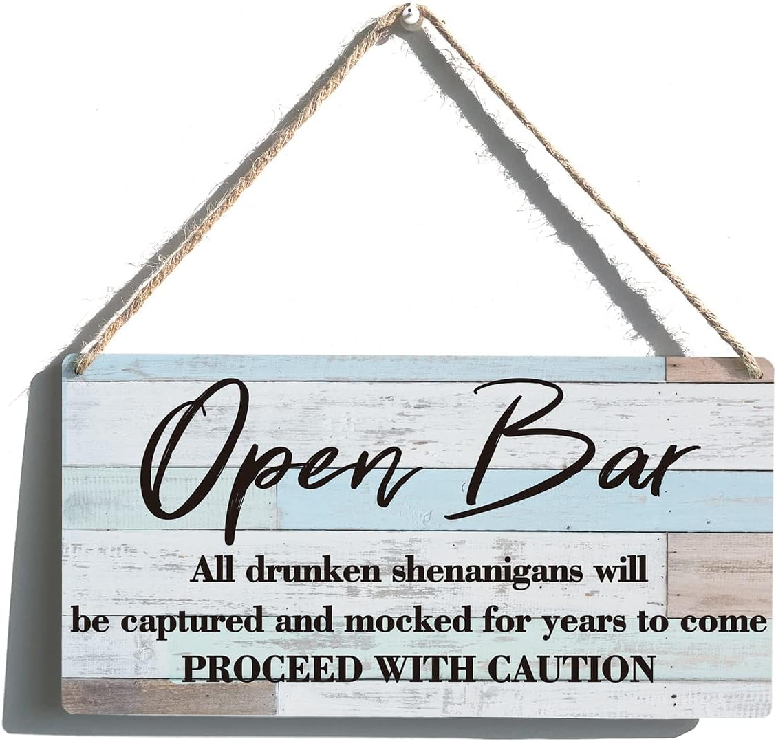 Zomyto Open Bar All Drunken Sign Farmhouse Bar Wooden Hanging Sign ...